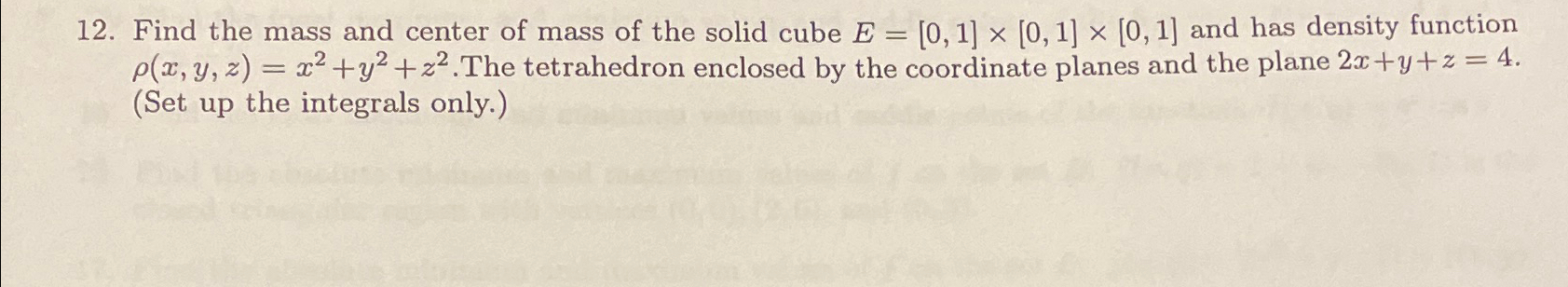 Find the mass and center of mass of the solid cube | Chegg.com