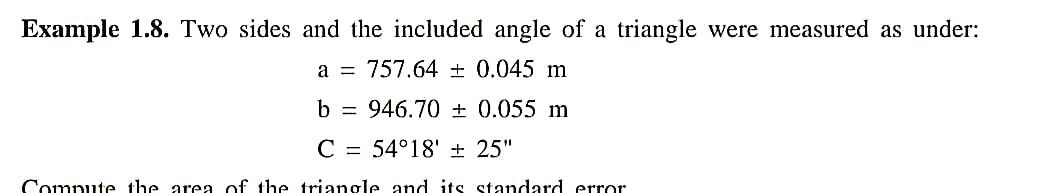 Solved Example 1.8. Two sides and the included angle of a | Chegg.com