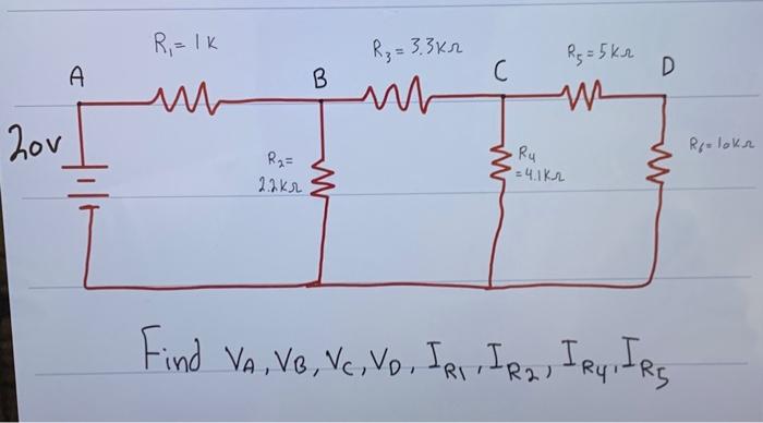 Solved Find VA,VB,VC,VD,IR1,IR2,IR4,IR5 | Chegg.com