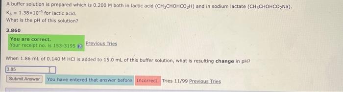Solved A buffer solution is prepared which is 0.200M both in | Chegg.com