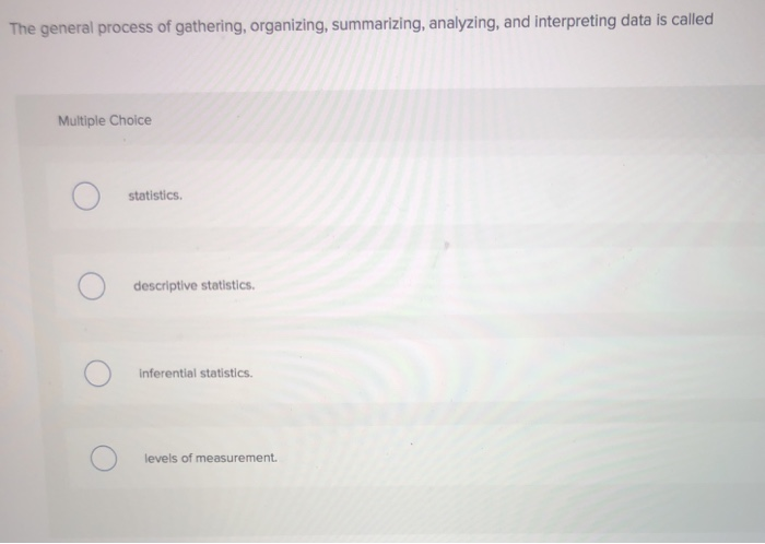 Solved The general process of gathering, organizing, | Chegg.com