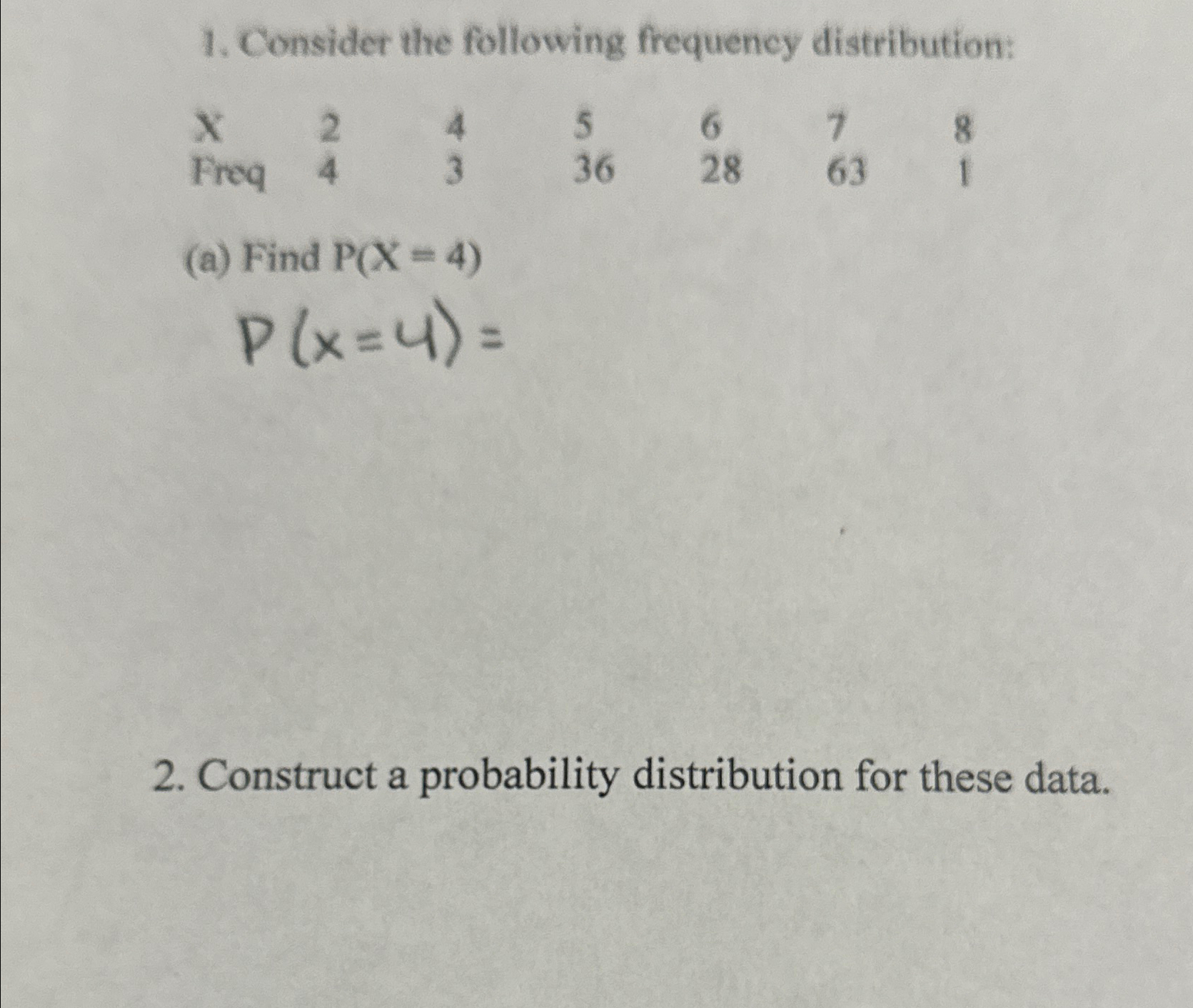Solved Consider the following frequency | Chegg.com