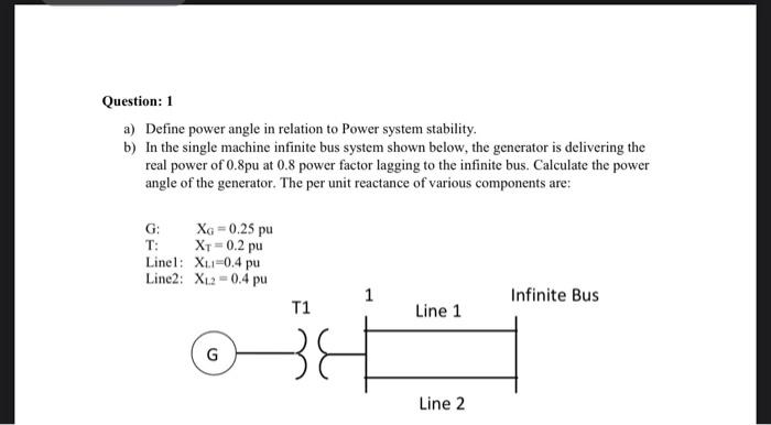 Solved Question: 1 a) Define power angle in relation to | Chegg.com