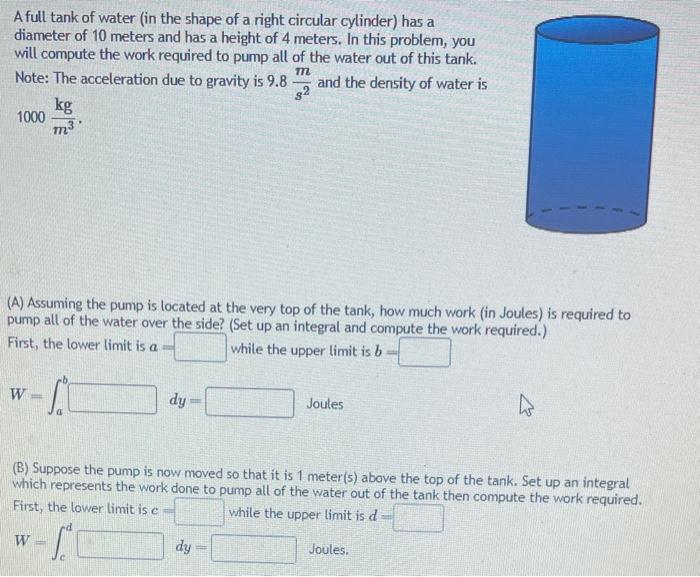 Solved A full tank of water (in the shape of a right | Chegg.com
