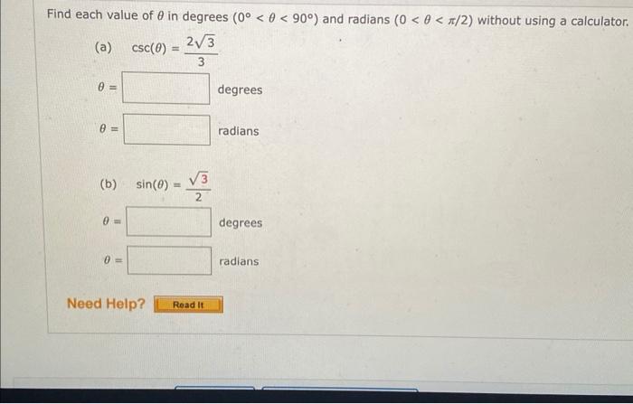 Solved Find each value of 0 in degrees (0º