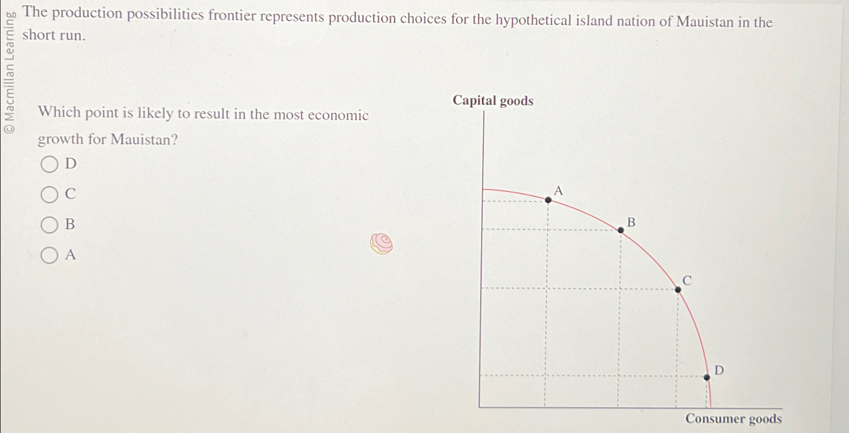 Solved The production possibilities frontier represents | Chegg.com