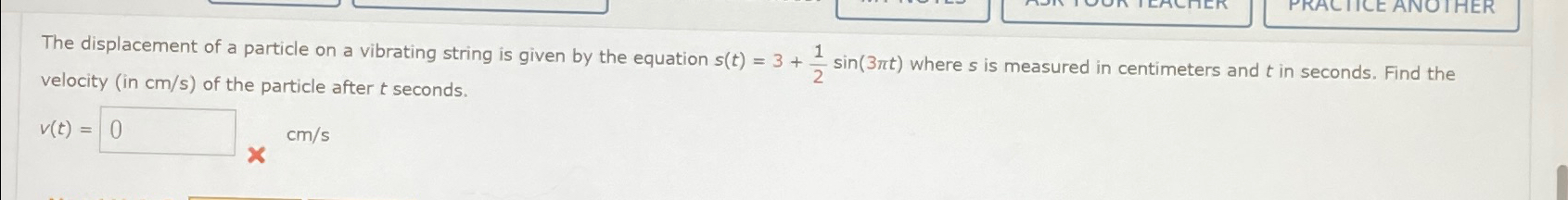 Solved The displacement of a particle on a vibrating string | Chegg.com