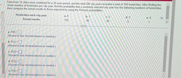 Solved Data from 14 cities were combined for a 20-year | Chegg.com