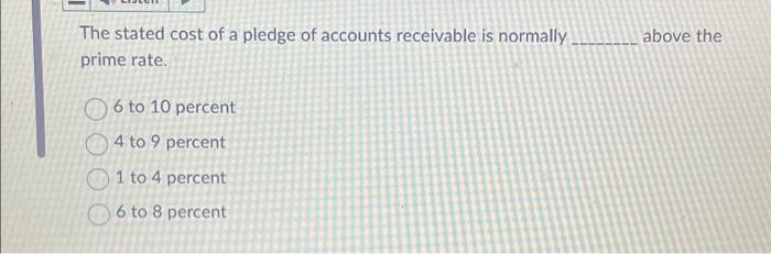 Solved The stated cost of a pledge of accounts receivable is | Chegg.com