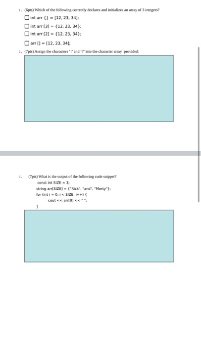 Solved 1. (pts) Which of the following correctly declares | Chegg.com