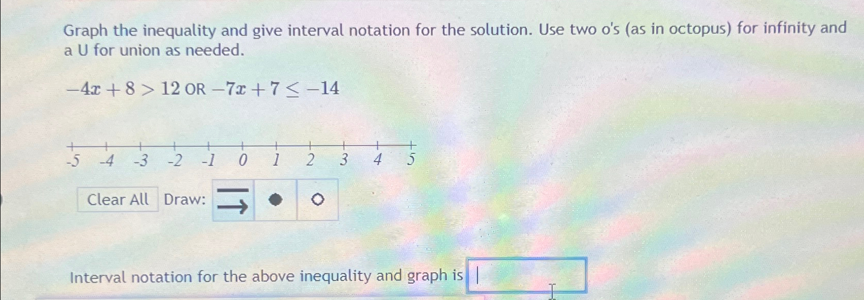 Solved Graph the inequality and give interval notation for | Chegg.com