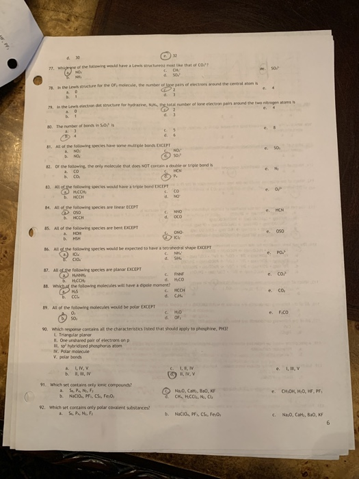 the sucture for the OF, molecule, the number of | Chegg.com