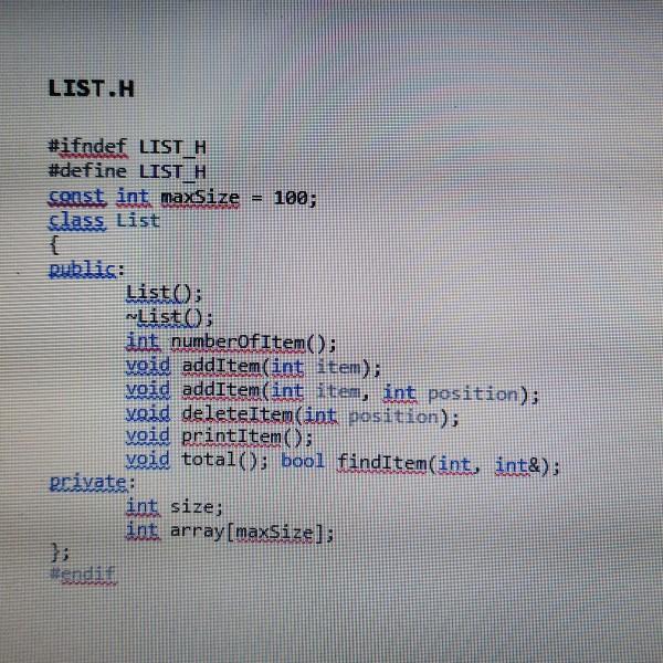 Solved Only List.h and List.cpp are given. For ListMain.cpp, | Chegg.com