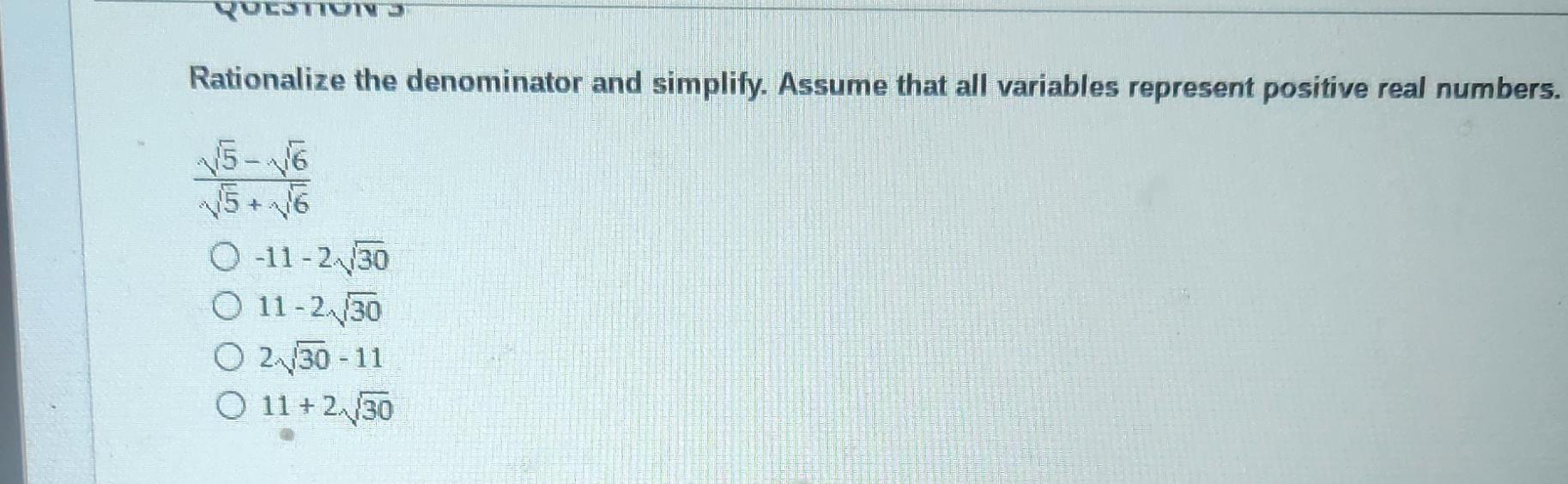 Solved Rationalize the denominator and simplify. Assume that | Chegg.com