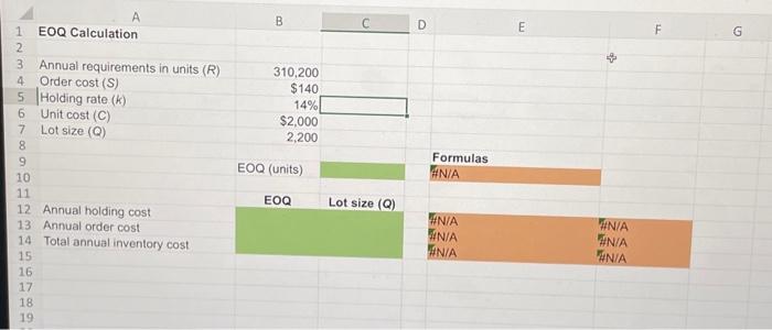 Solved Excel Online Structured Activity: EOQ Please Post | Chegg.com