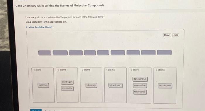 Solved Core Chemistry Skill: Writing the Names of Molecular | Chegg.com