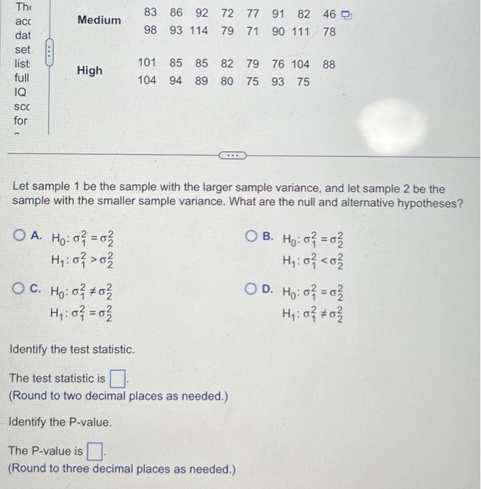 Solved Let sample 1 be the sample with the larger sample | Chegg.com
