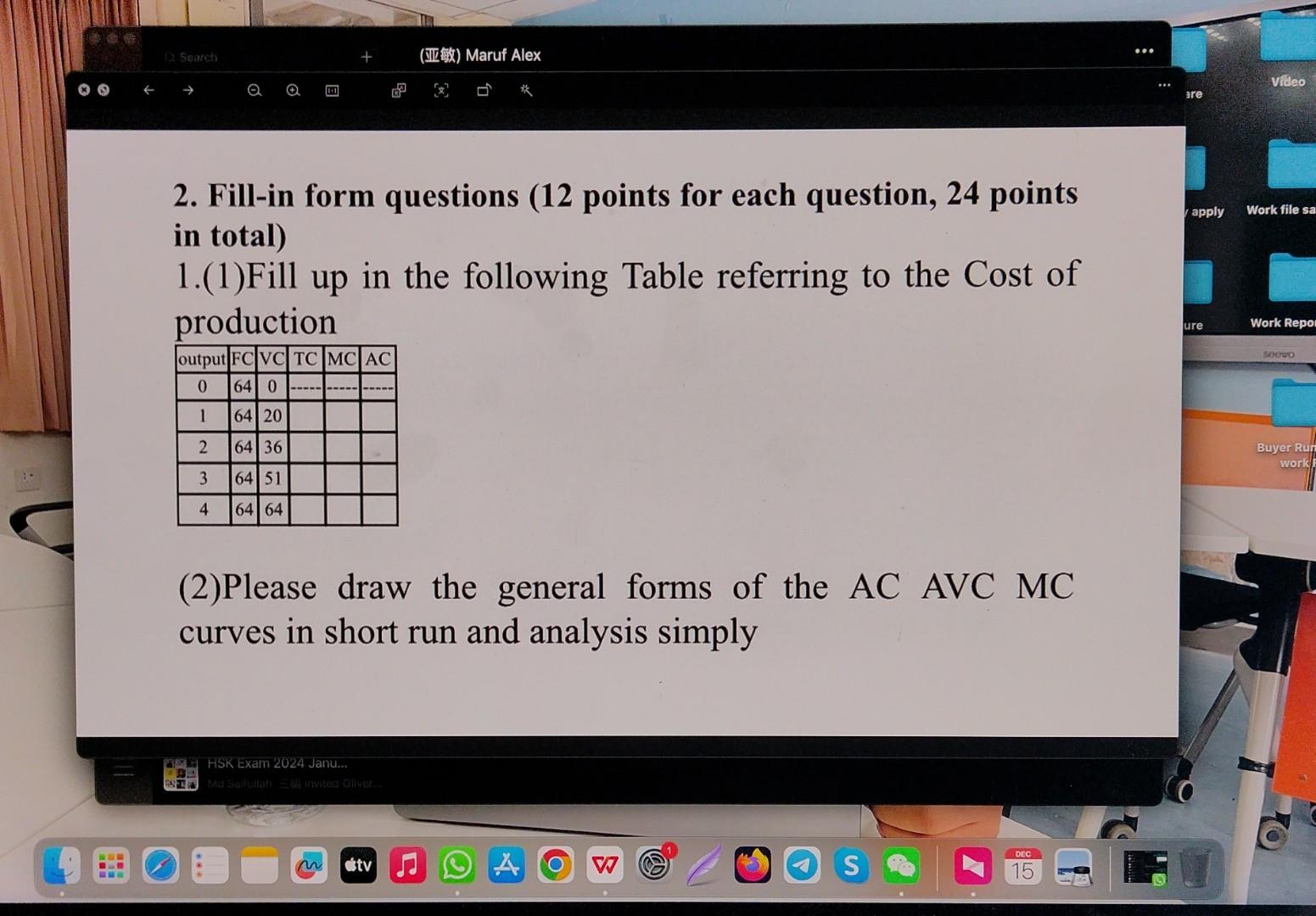 Solved 2. Fill-in form questions (12 points for each | Chegg.com