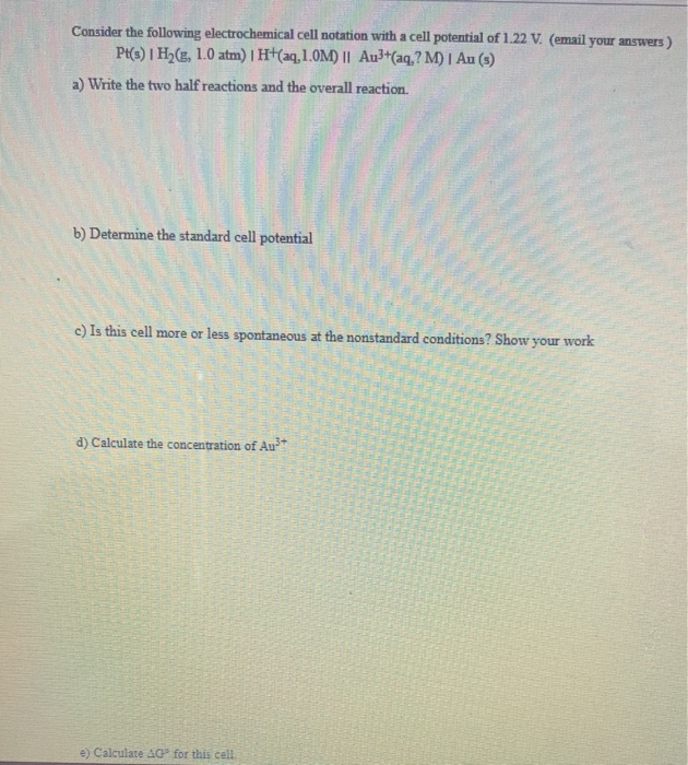 Solved Consider the following electrochemical cell notation | Chegg.com