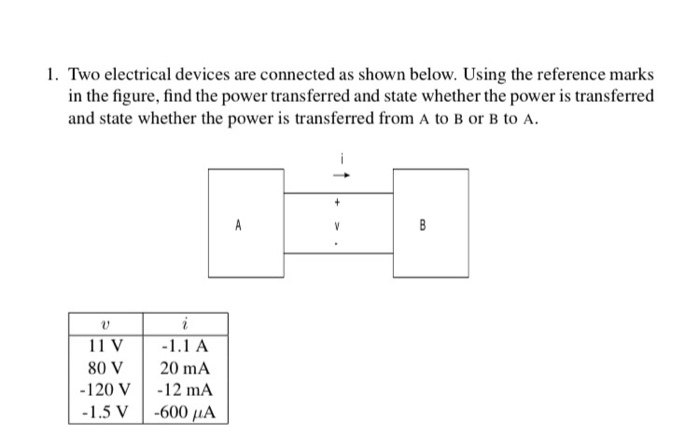 Solved 1. Two electrical devices are connected as shown | Chegg.com