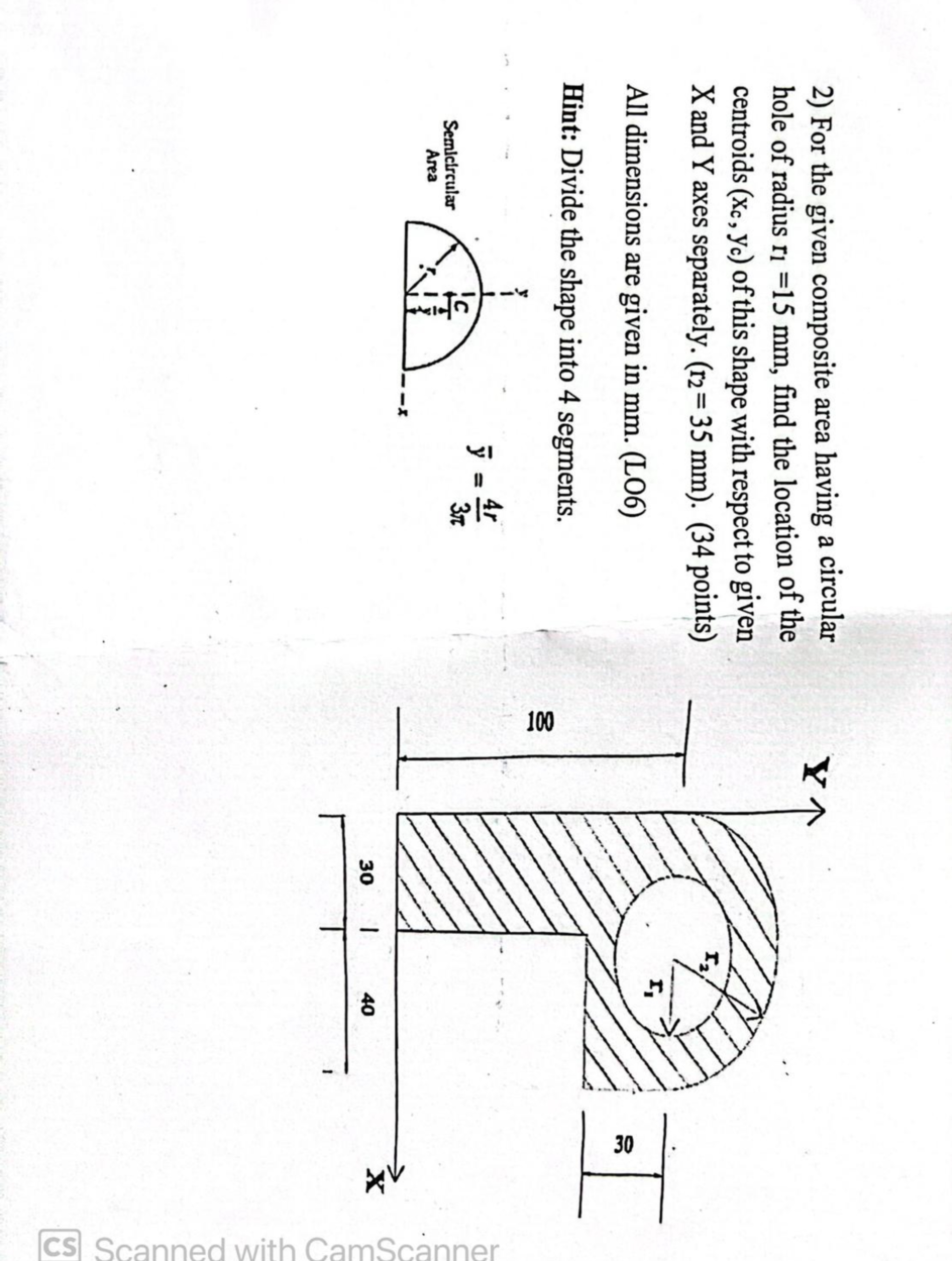 Solved For the given composite area having a circularhole of | Chegg.com