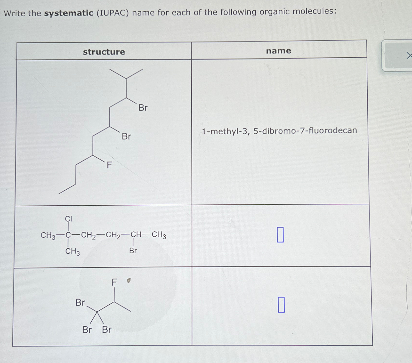 Solved Write the systematic (IUPAC) ﻿name for each of the | Chegg.com