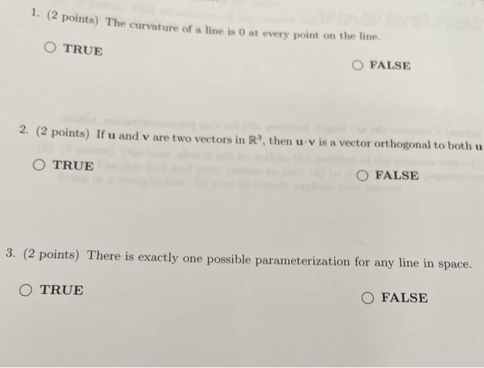 Solved 1. ( 2 points) The curvature of a line is 0 at every | Chegg.com