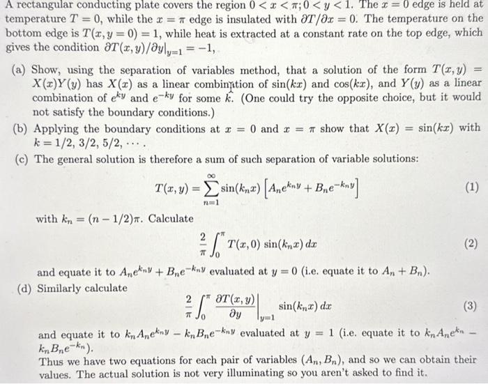 Solved A rectangular conducting plate covers the region 0 | Chegg.com