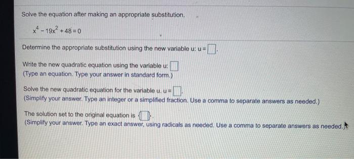 Solved Solve the equation after making an appropriate | Chegg.com