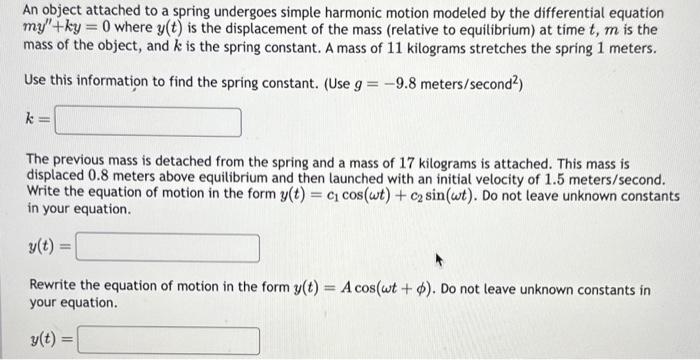 Solved An object attached to a spring undergoes simple | Chegg.com