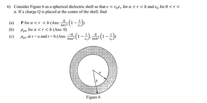 Solved 6) Consider Figure 6 as a spherical dielectric shell | Chegg.com