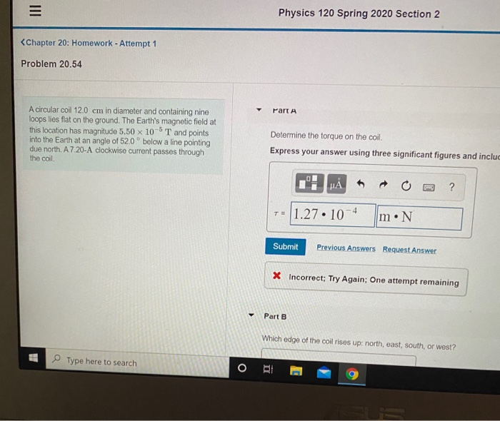 Solved Physics 120 Spring 2020 Section 2 | Chegg.com