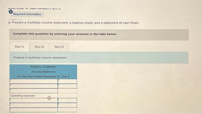 Solved C Prepare A Multistep Income Statement A Balance
