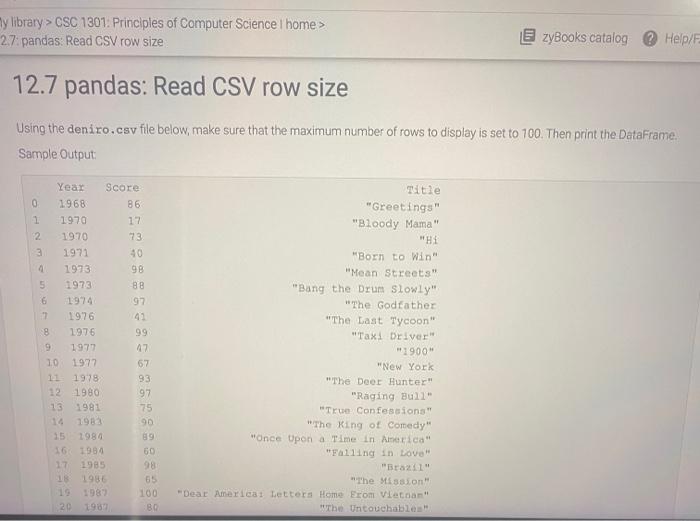 Solved I L I Pandas Read Csv Row Size Using The Deniro