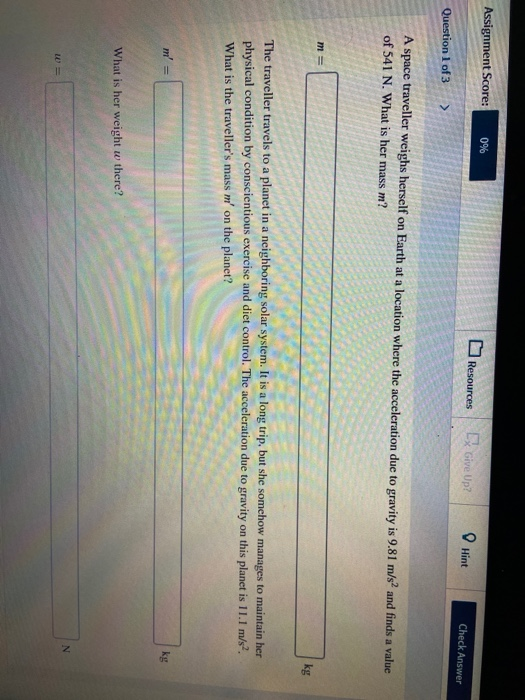 Solved Assignment Score: 0% Resources Et Give Up? Hint Check | Chegg.com