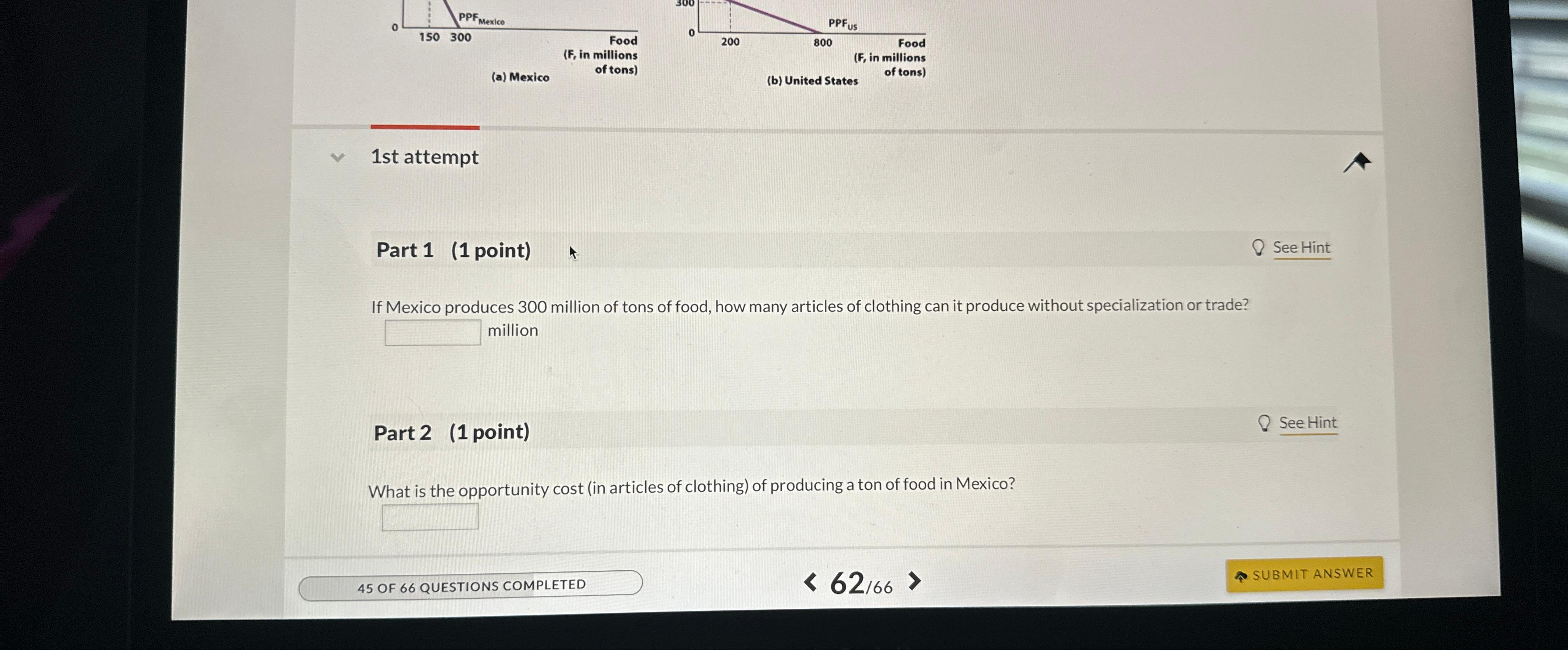 Solved 1st attemptPart 1 (1 ﻿point)See HintIf Mexico | Chegg.com