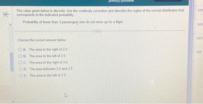 Solved The value given below is discrete. Use the continuity | Chegg.com