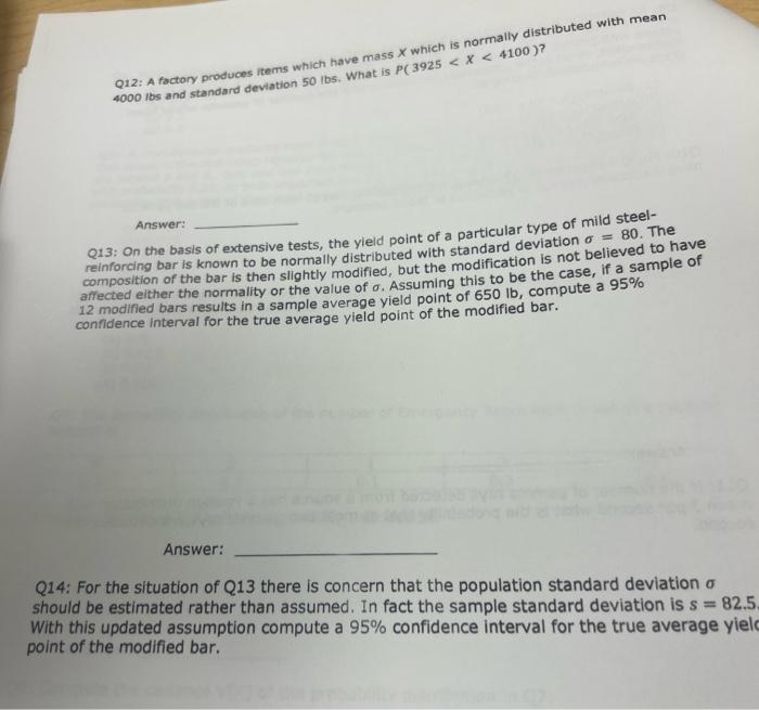 Solved Q12: A factory produces items which have mass x which | Chegg.com