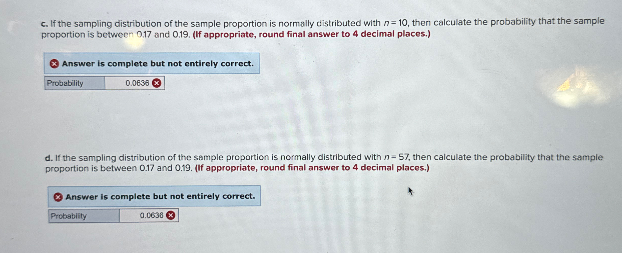Solved Consider a population proportion p=0.19. [You may | Chegg.com