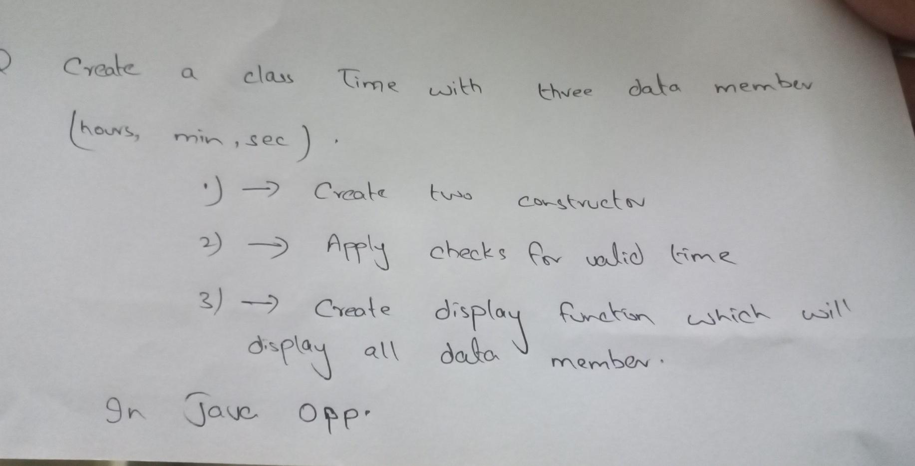 Solved 2 Create a class Time with three data member (hours, | Chegg.com