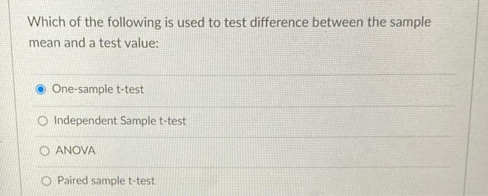 Solved Which of the following is used to test difference | Chegg.com