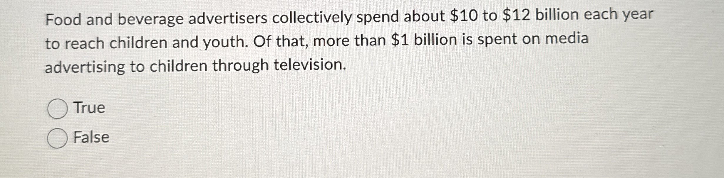 Solved Food and beverage advertisers collectively spend | Chegg.com
