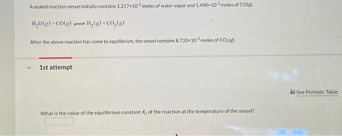 Solved A sealed reaction vessel initially contains | Chegg.com
