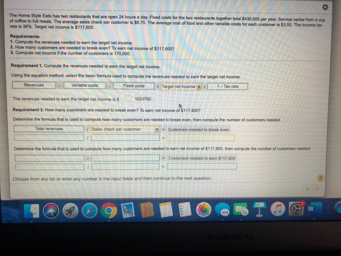 Solved The Home Style Eats has two restaurants that are open | Chegg.com