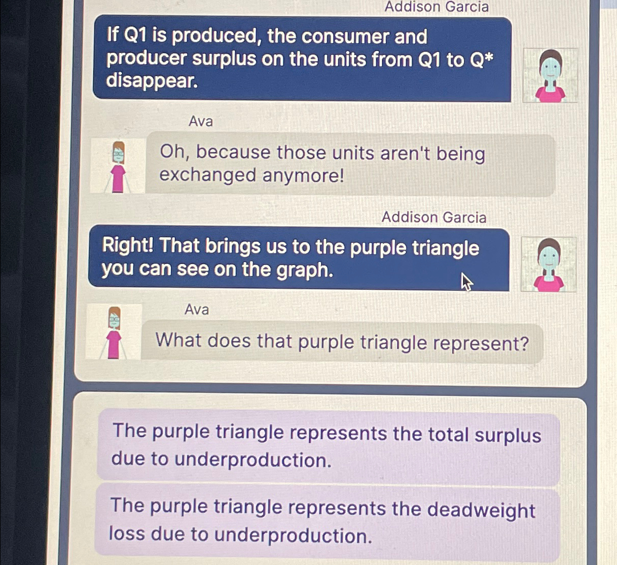 Solved Addison GarciaIf Q1 ﻿is produced, the consumer and | Chegg.com