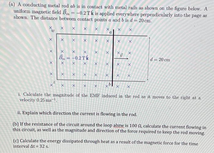 Solved (a) A conducting metal rod ab is in contact with | Chegg.com