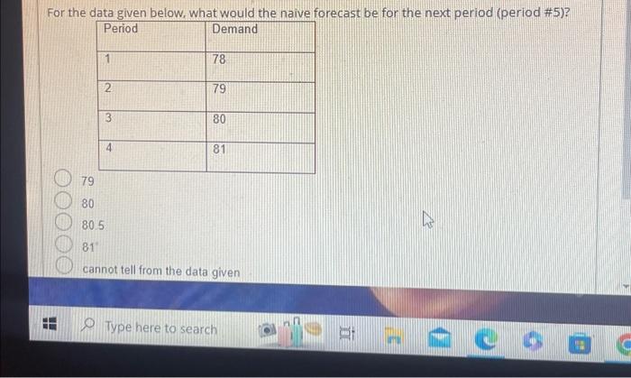 Solved 11 For the data given below, what would the naive | Chegg.com