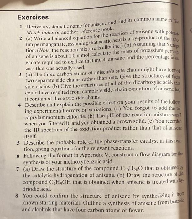 Solved Exercises 1 Derive a systematic name for anisene and | Chegg.com