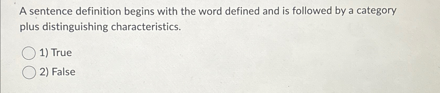 Solved A sentence definition begins with the word defined | Chegg.com