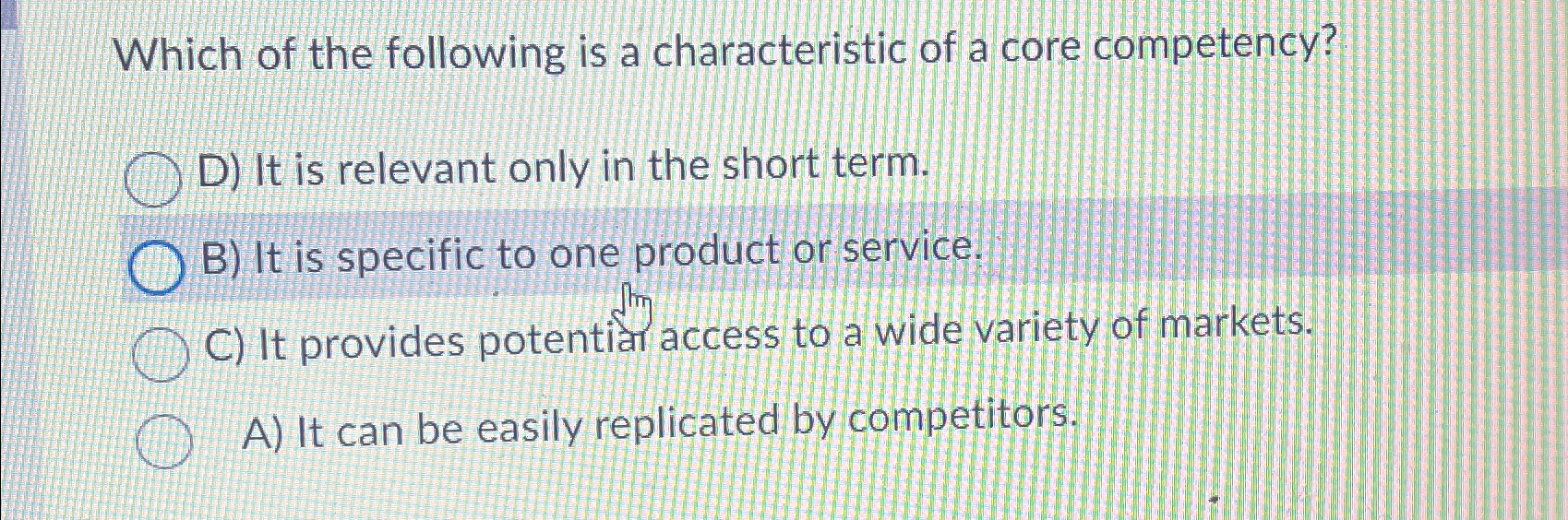 Solved Which of the following is a characteristic of a core | Chegg.com
